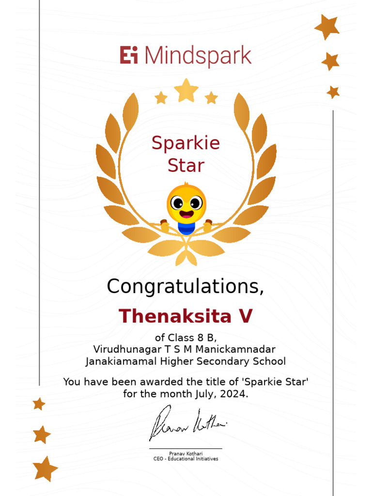 Mindspark Certificate July Maths | PDF