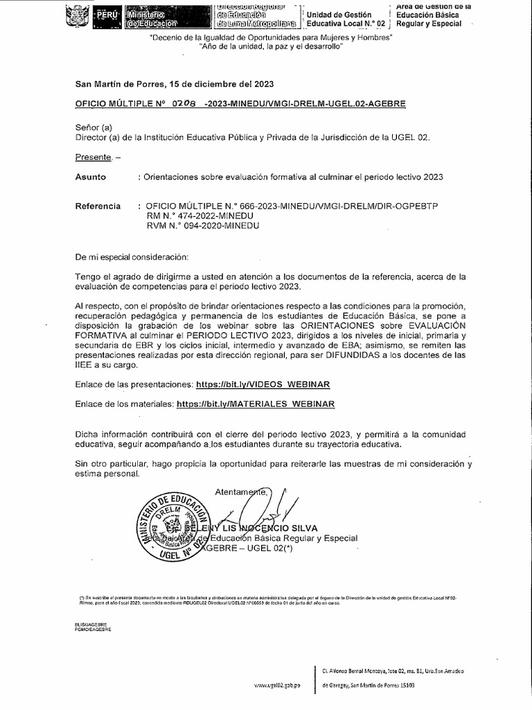 Oficio Multiple 208-2023 | PDF