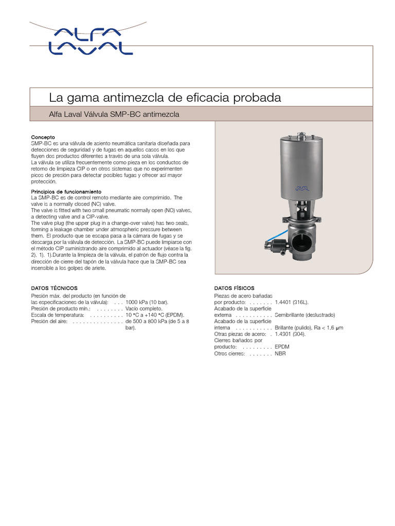 Alfa Laval Valvula SMP BC Antimezcla - Folleto Del Producto - Ese00281 ...