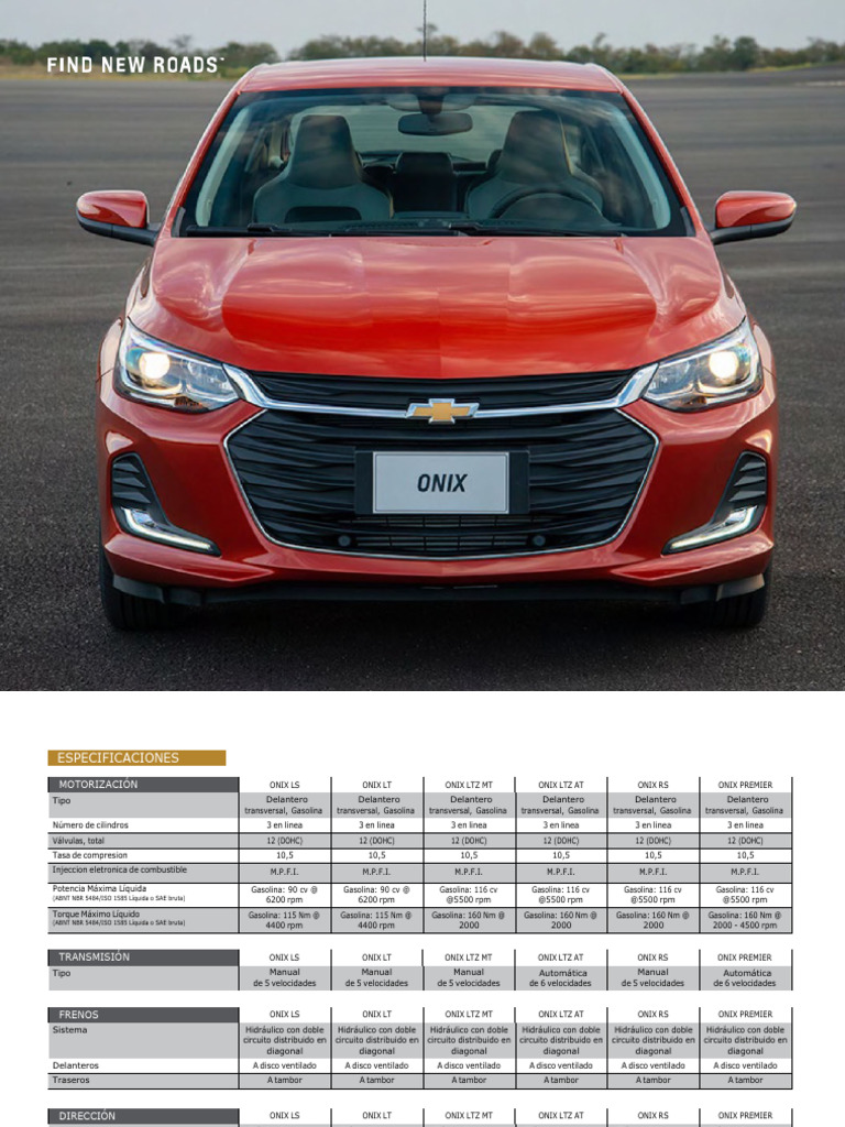 Especificaciones del Chevrolet Onix 2023 | PDF | Vehículo de motor ...