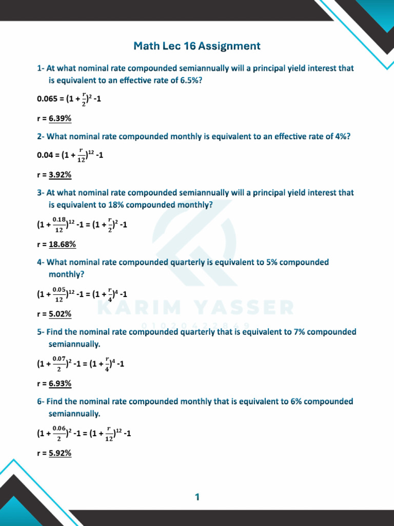 Math Lec 16 Assignment | PDF
