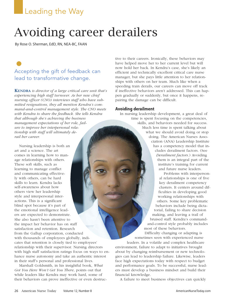 Avoid Career Derailers American Nurses Association Journal | PDF ...