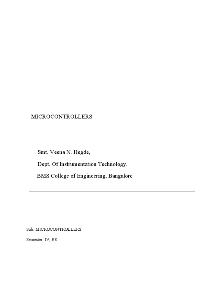 Introduction - Unit I MC | PDF | Microcontroller | Instruction Set