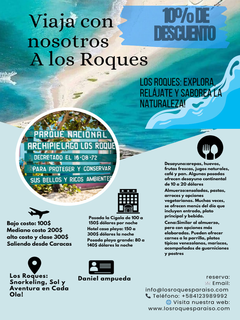 Flyer Los Roques | PDF | Almuerzo | Preparación de comida y bebida