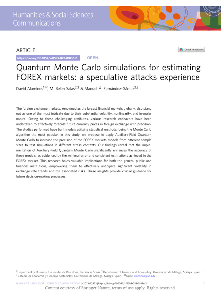 Quantum Monte Carlo Simulations for Estimating For | PDF | Exchange ...