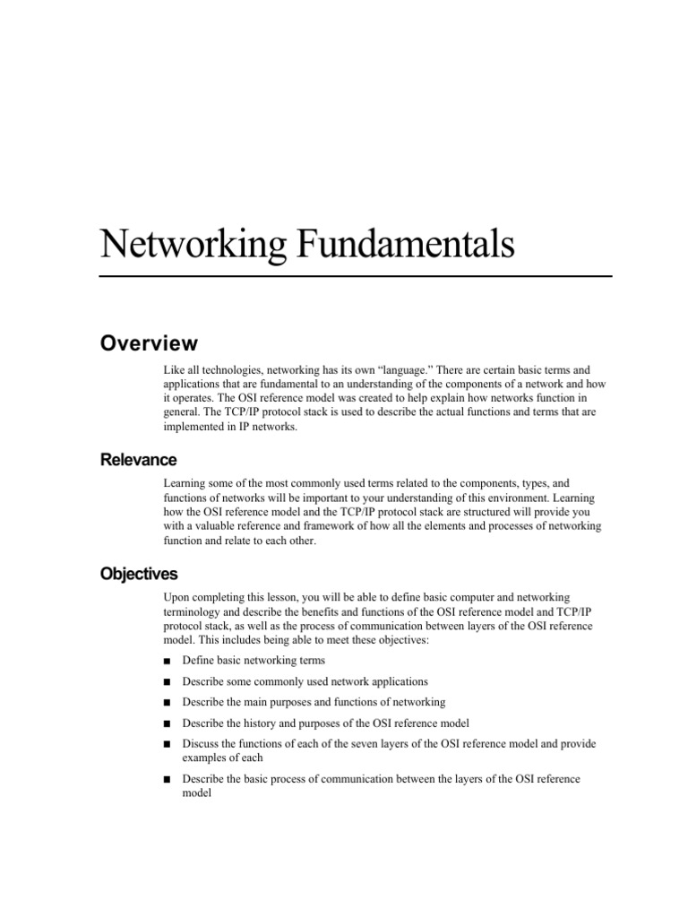 U1 Lectura 2. - Networking Fundamentals | PDF