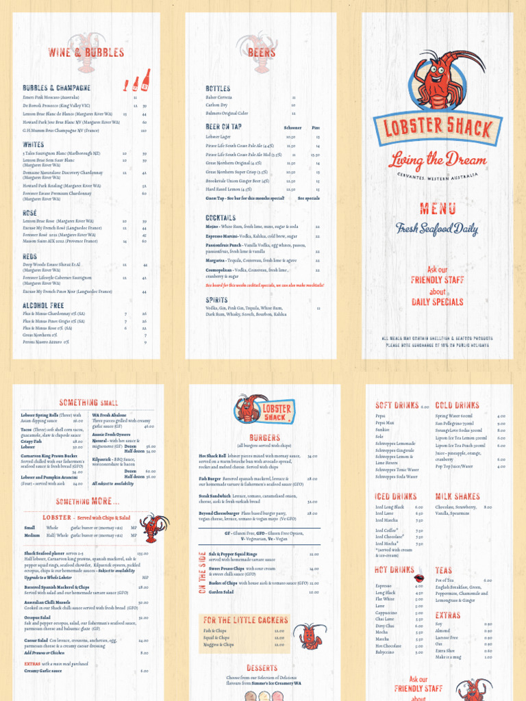 Lobshack A3 6pp Menu - 0424 - V3 | PDF | Hamburgers | Sauce