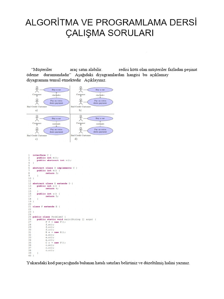 Algoritma Çalışma Soruları | PDF