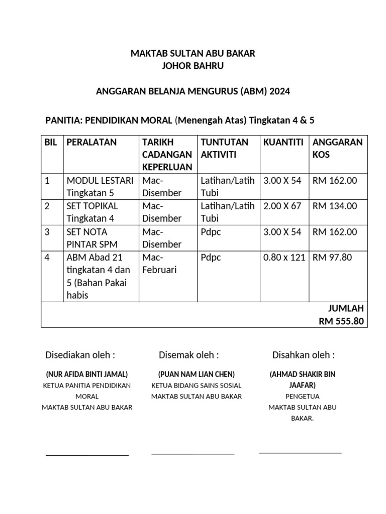 Abm 2024 Baru | PDF