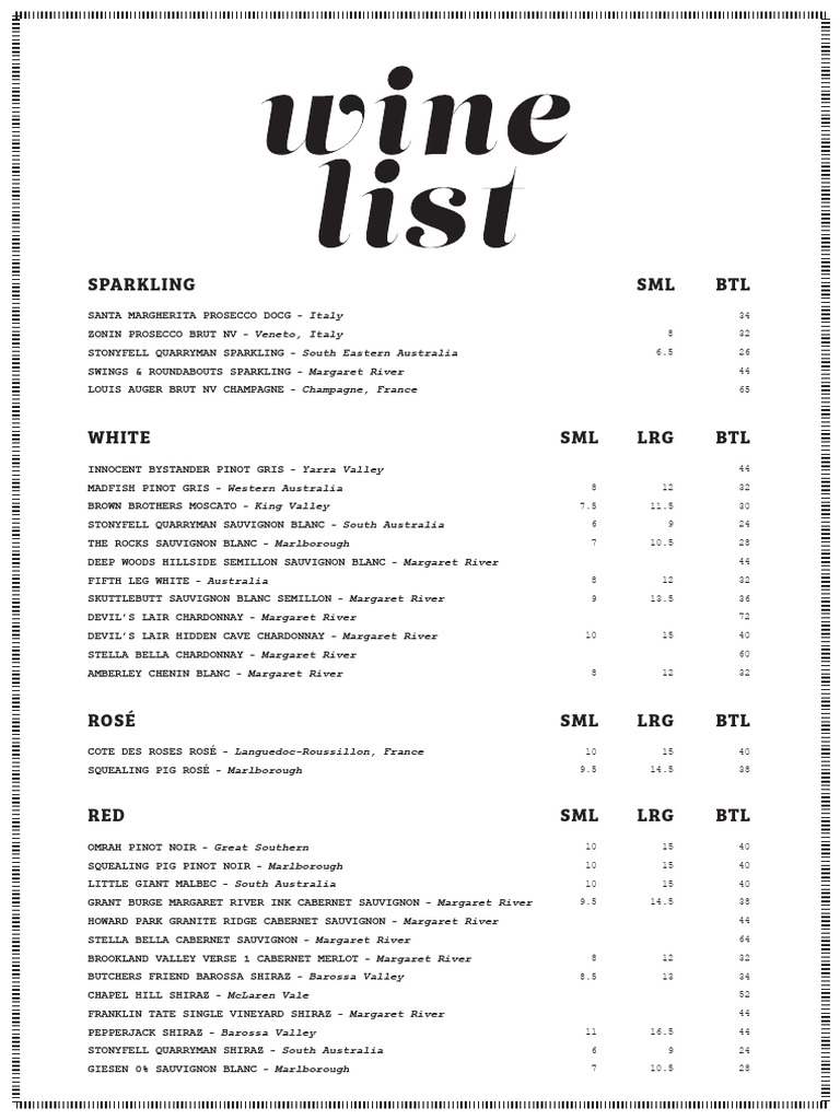 Highway_Hotel_Wine_List | PDF | Rose | Wine Grape Varieties