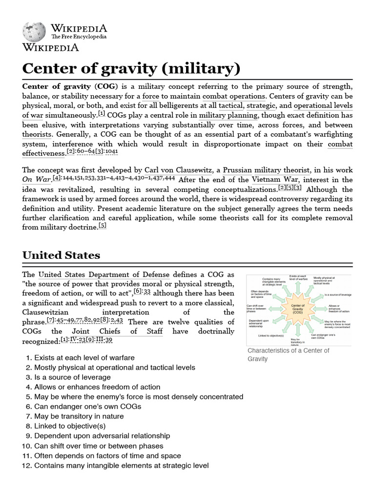 Center of Gravity (Military) | PDF | Military | Military Science