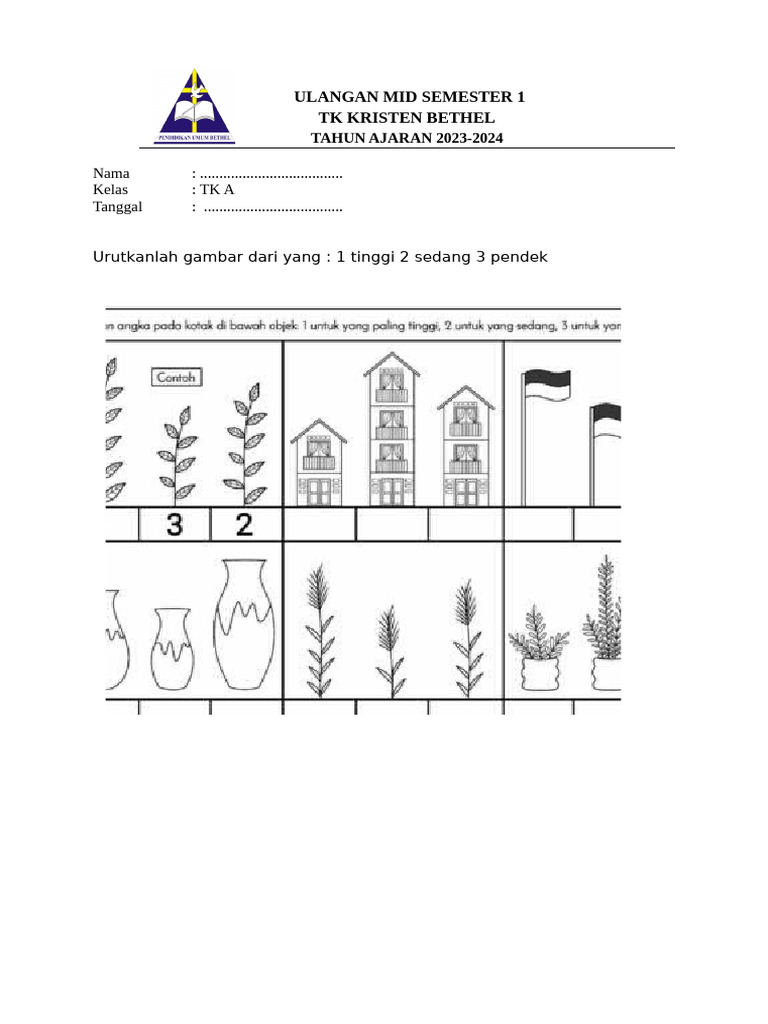 Ulangan MID Sem.1 TK A 2023-2024 | PDF