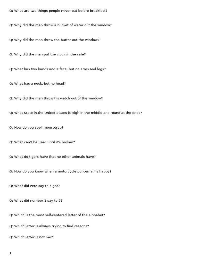 Conversation Riddles Jokes St CCAA | PDF