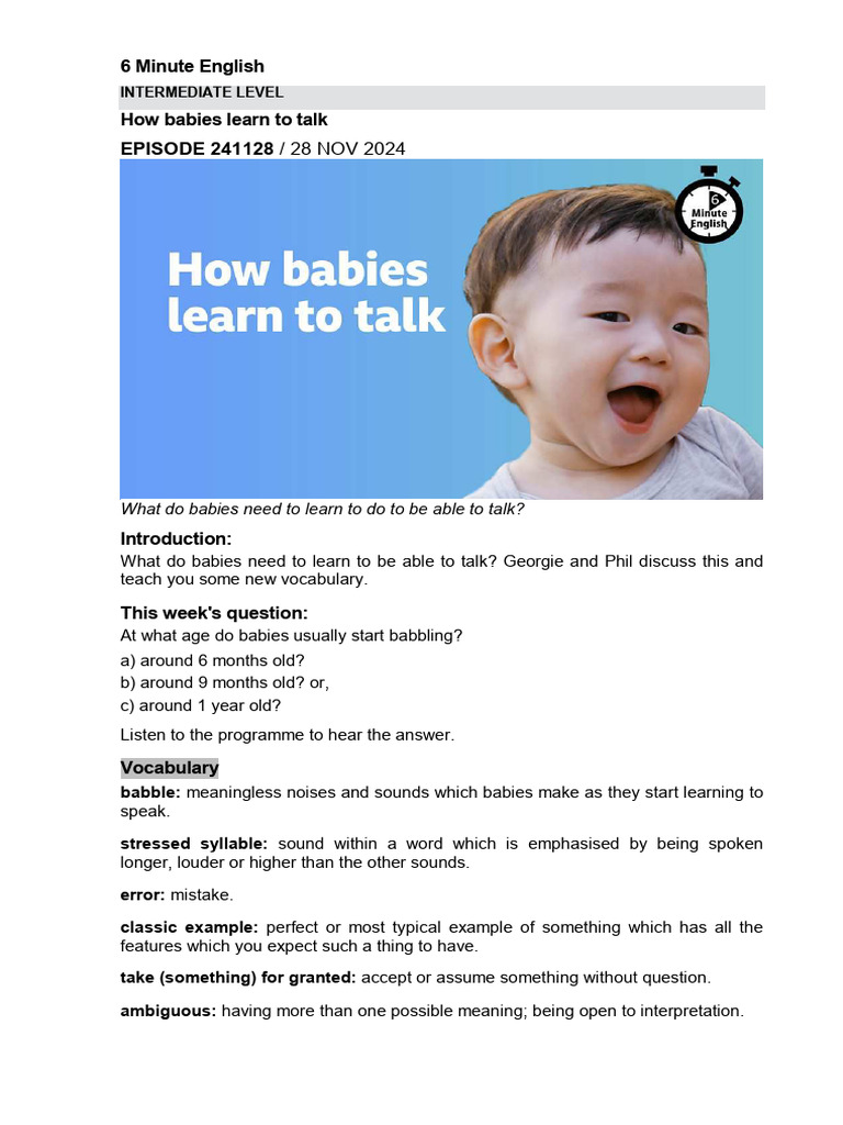 2024-11-28 How Babies Learn To Talk | PDF | English Language | Vocabulary