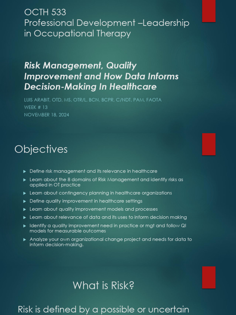 Week 13 - Data Informing Decision-Making | PDF | Risk | Risk Management