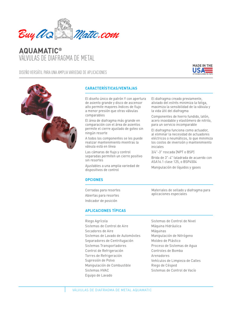 SSpec Sheet AquaMatic V42 VAV Metal Diaphragm Valves | PDF | Solenoide ...