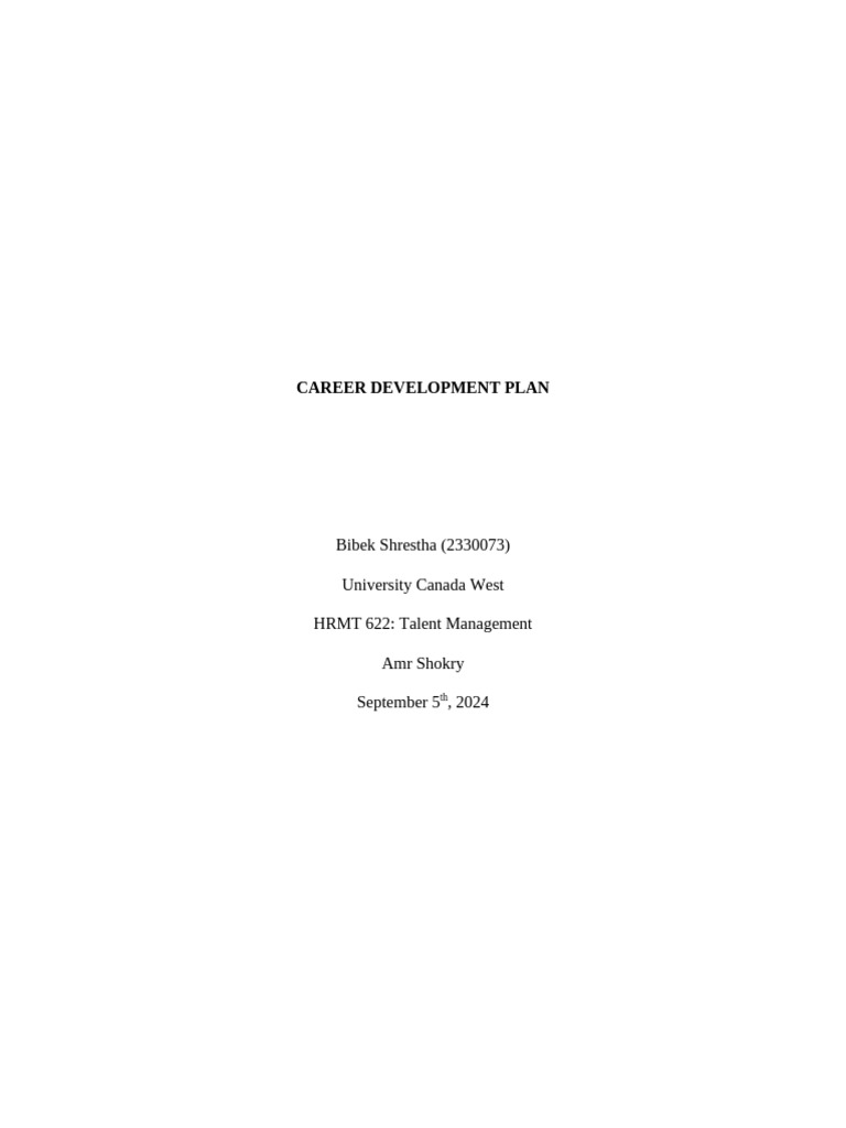 Bibek 2330073 Career Development Plan | PDF | Master Of Business Administration | Learning