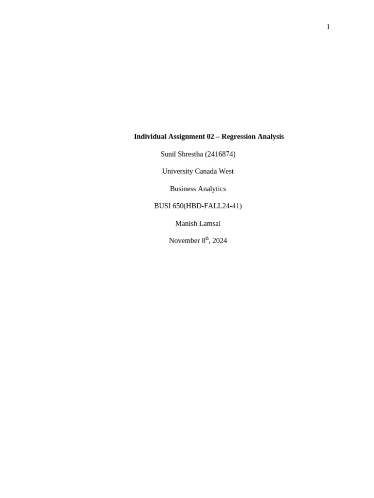 Assignment-Regression Analysis | PDF | Regression Analysis | Dependent And Independent Variables