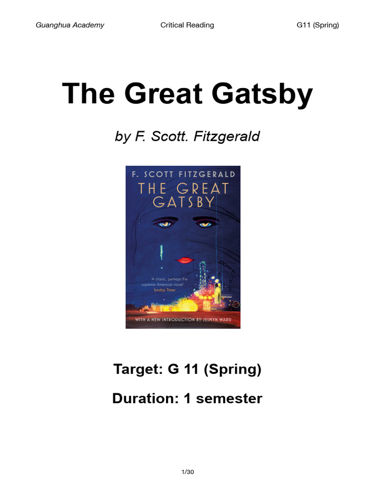 The Great Gatsby - Study Guide Questions | PDF | The Great Gatsby | F ...