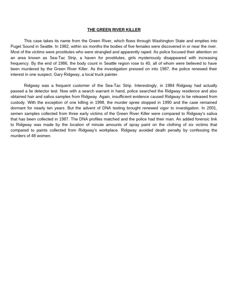 Green River Killer Case Overview | PDF