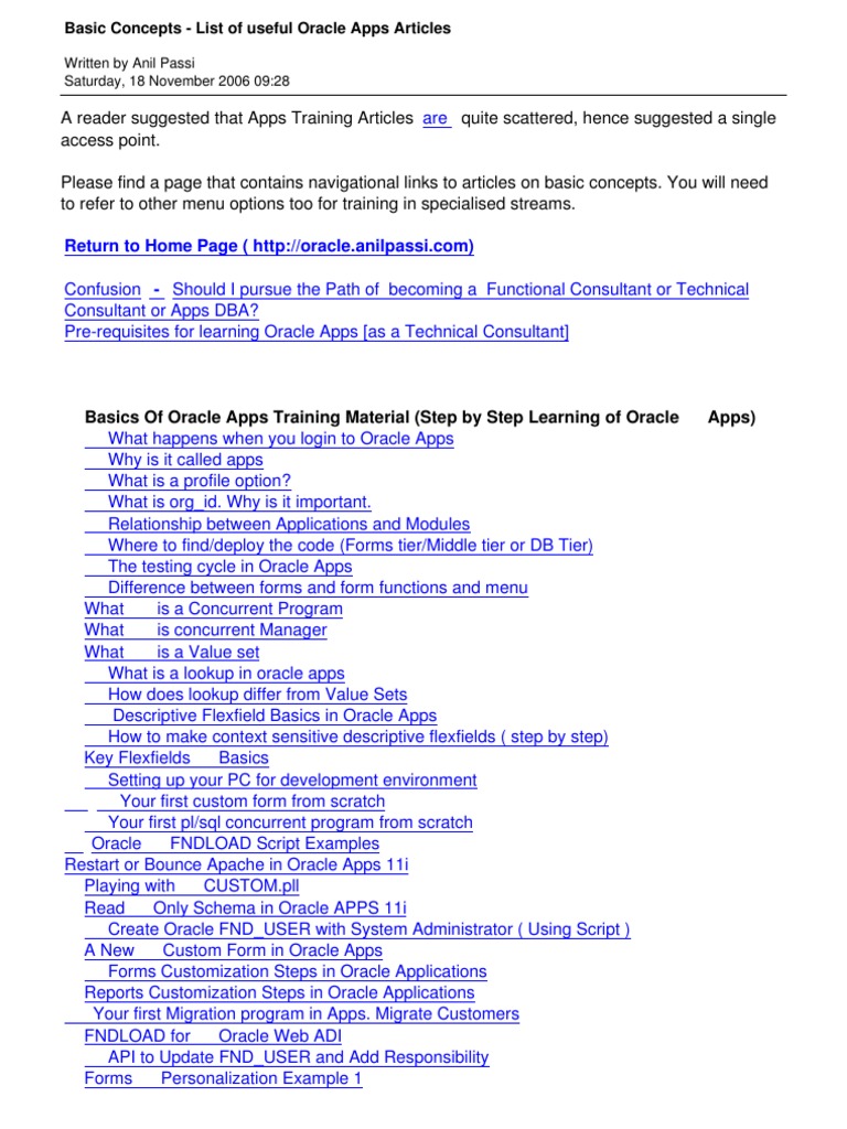 Basic Concepts List of Useful Oracle Apps Articles 2 | PDF | Oracle Database | Application ...