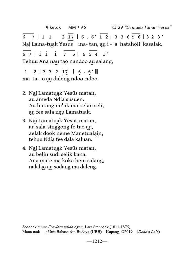 29 Lole Nai Lamatuak Yesus Matan KJ 29 | PDF