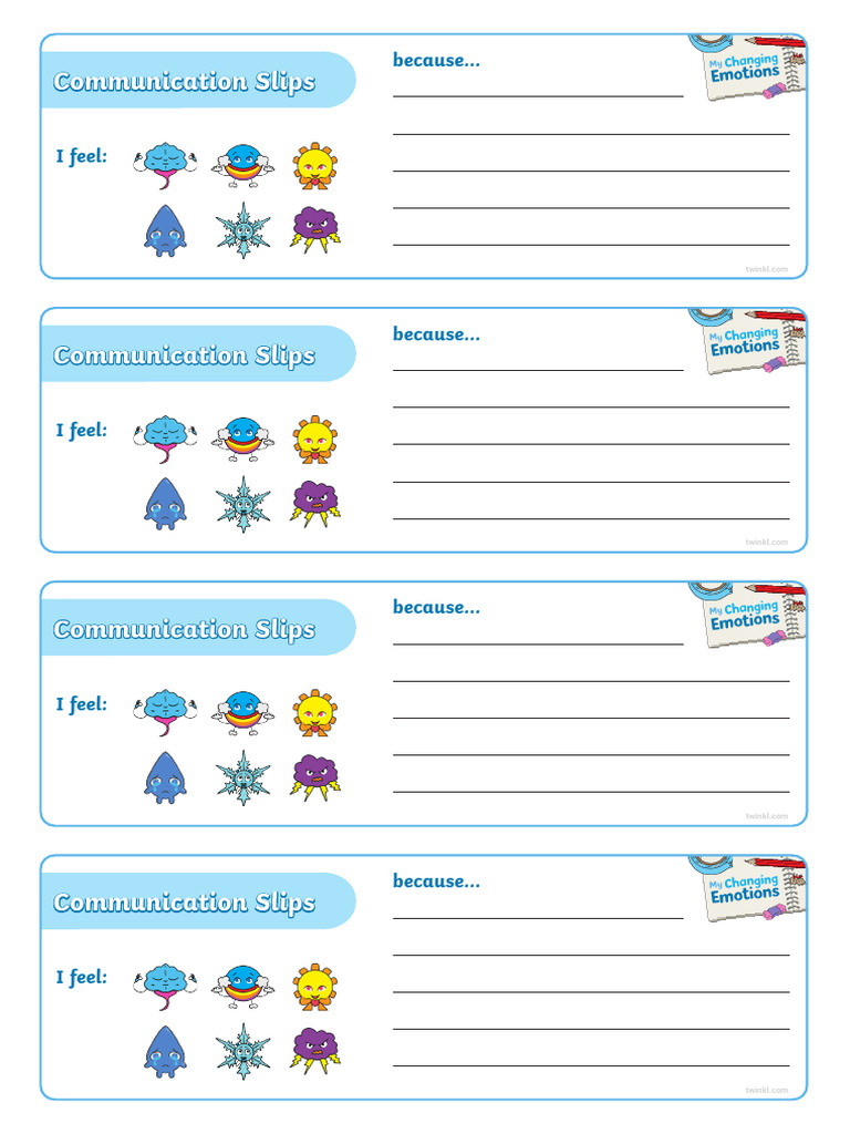 My Changing Emotions Communication Slips - Ver - 1 | PDF
