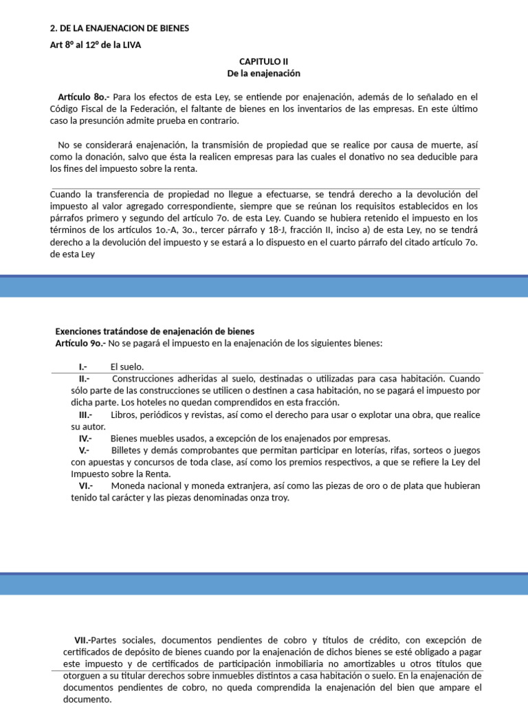 Exenciones y Normas de Enajenación LIVA | PDF | Impuestos | Impuesto sobre la renta
