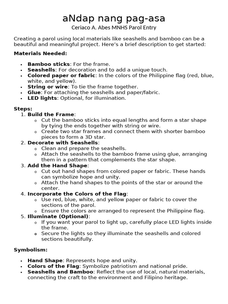 DIY Parol Craft: Filipino Christmas Decor | PDF
