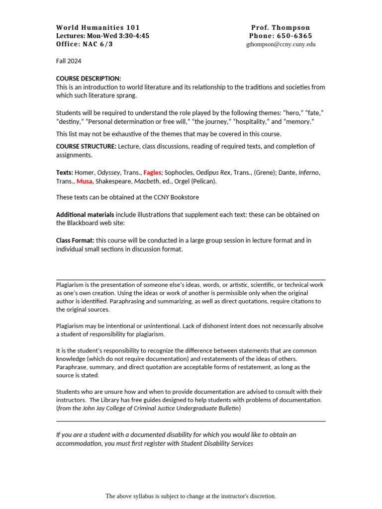 Whum 101 Sylb Fall 24 | PDF