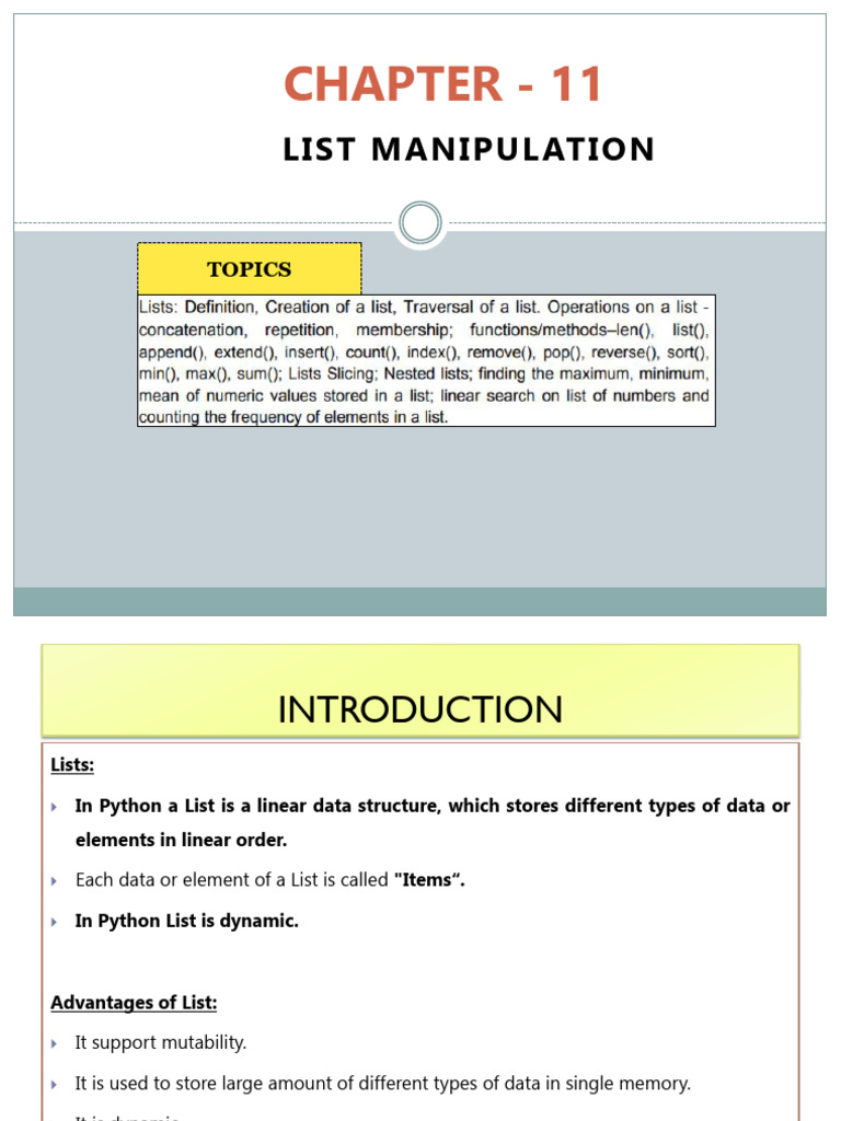 CH - 11 List Manipulation | PDF | String (Computer Science) | Sequence