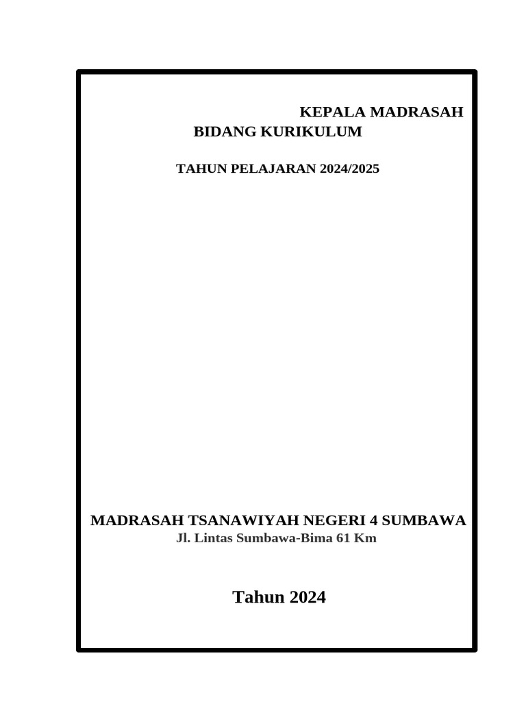 PROKER KURIKULUM 2024-2025 | PDF
