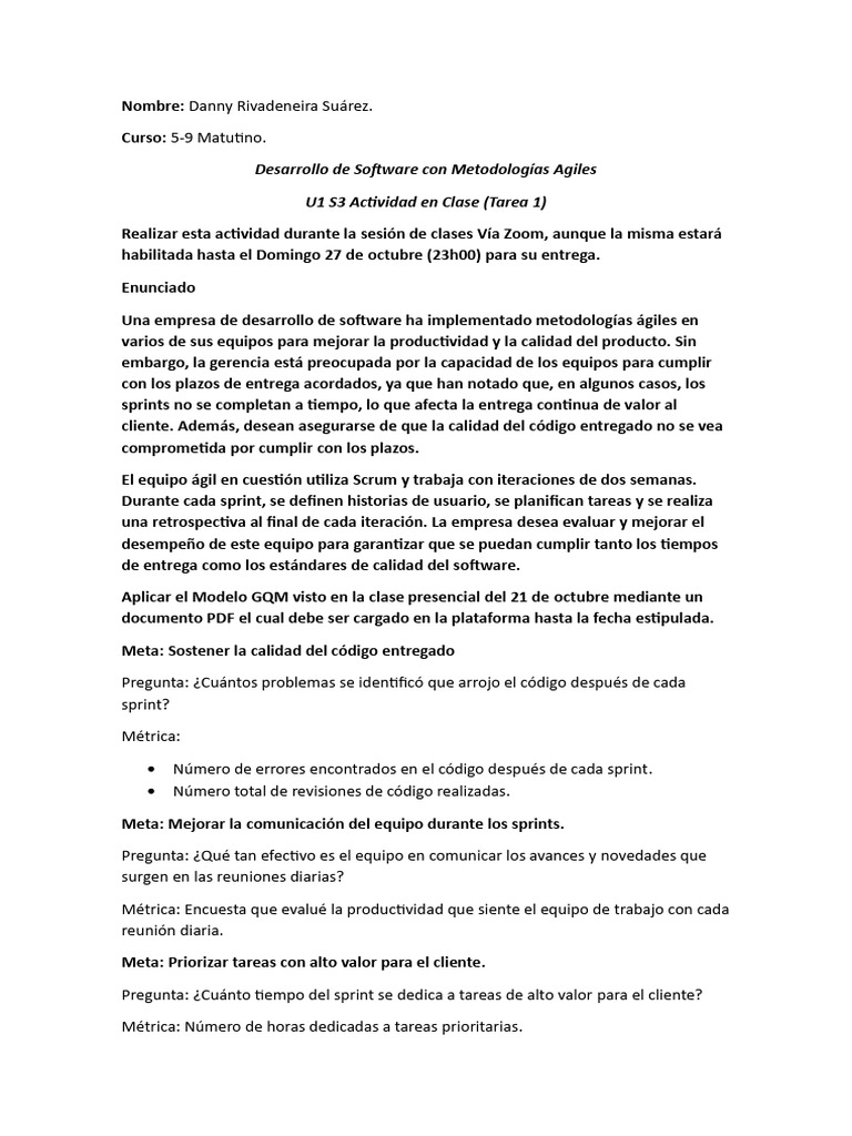 U1 S3 Actividad en Clase (Tarea 1) - Danny Rivadeneira Suárez | PDF