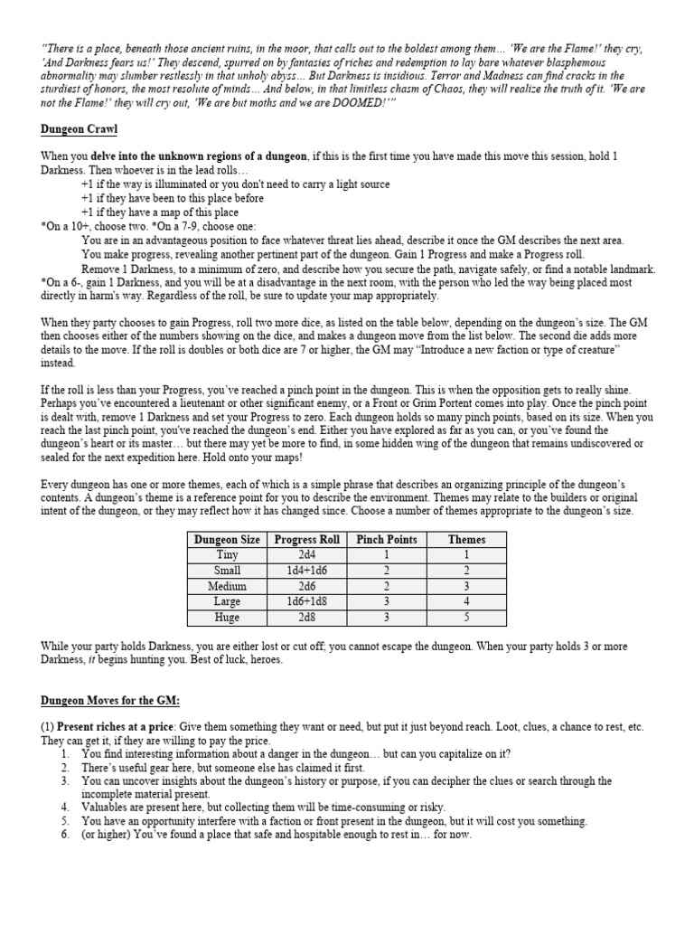 Dungeon Crawl GM Move Version | PDF