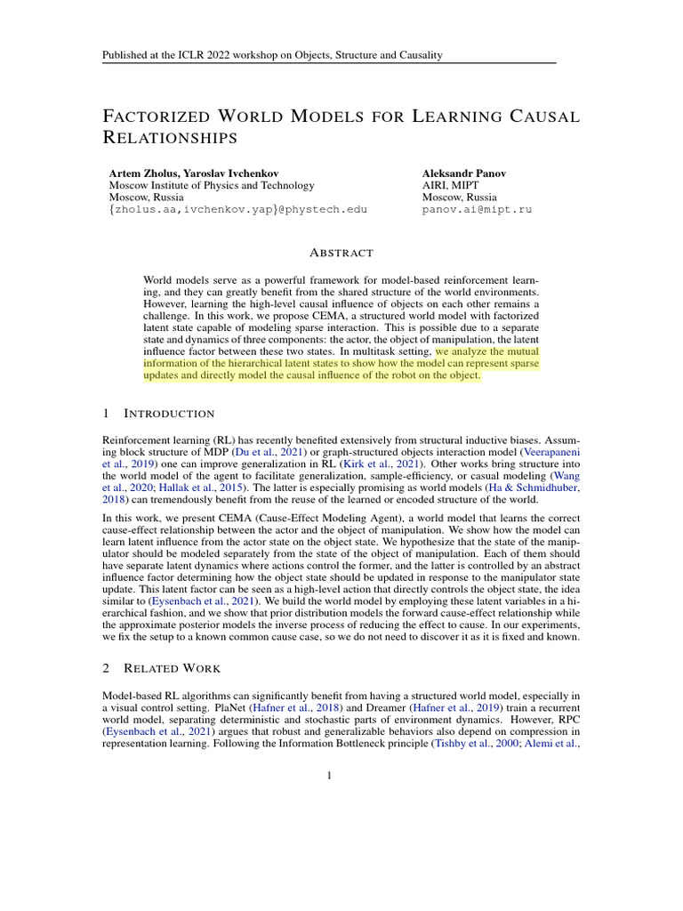 Kami Export - 37 Factorized World Models For Le | PDF | Causality ...