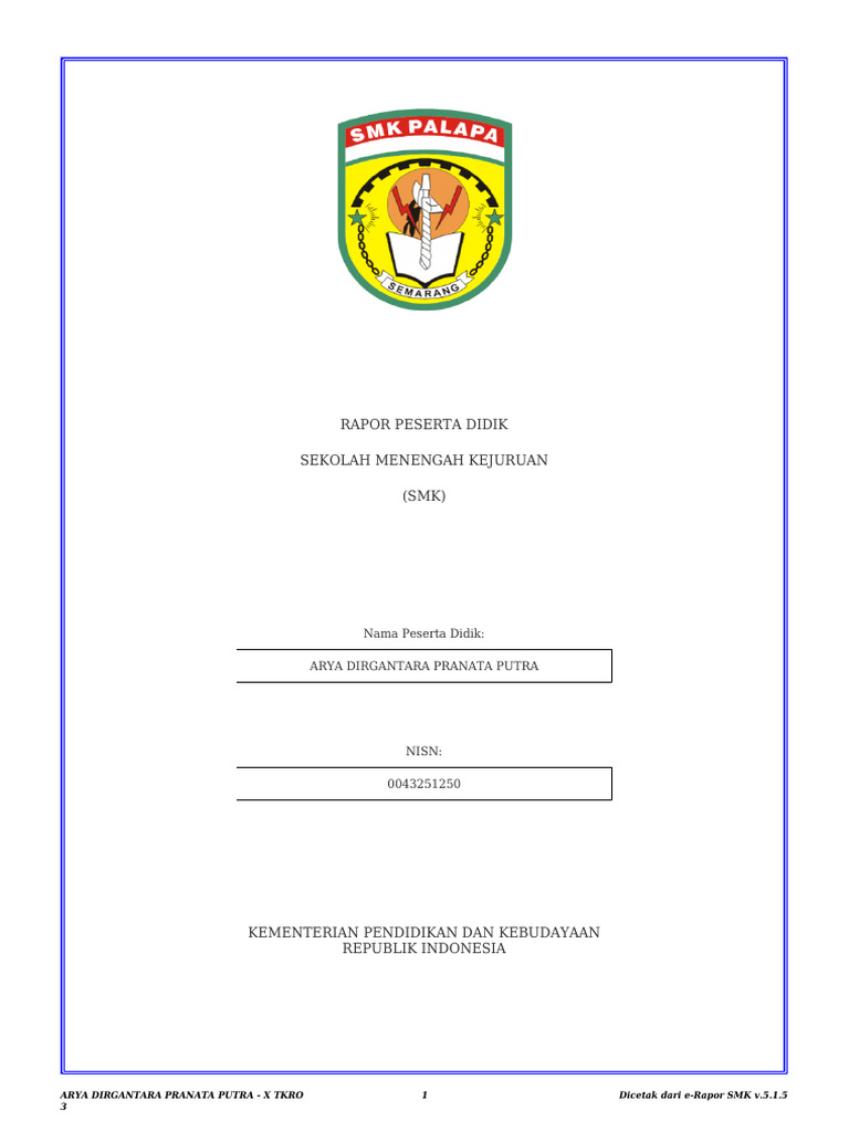 Arya Dirgantara Pranata Putra - X Tkro 3-Identitas | PDF