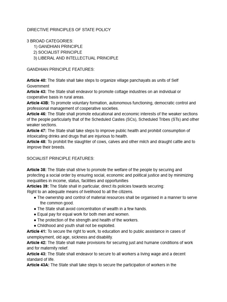 Directive Principles Explained | PDF | Political Charters | Justice