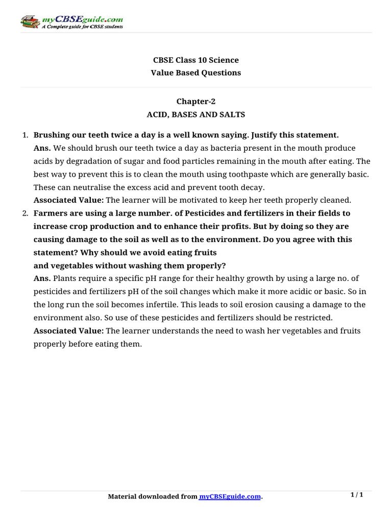 VBQ 10 Science ch2 | PDF