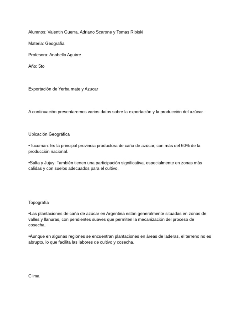 TP Geo | PDF | Melaza | Caña de azúcar