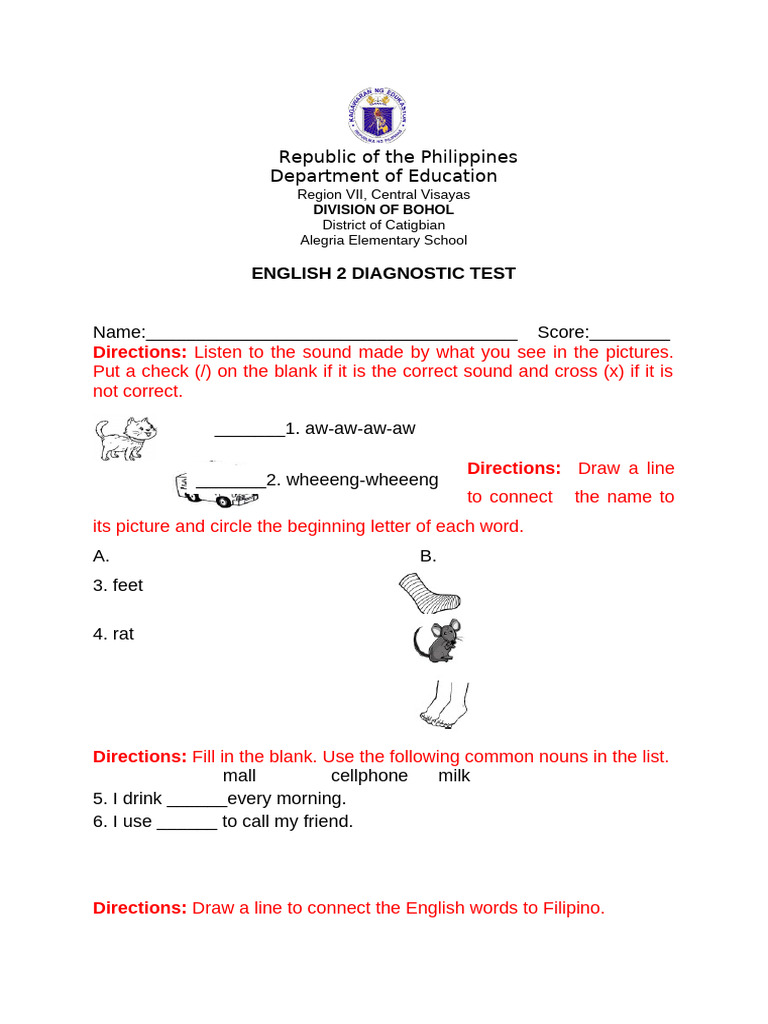ENG-2-DIAGNOSTIC-TEST | PDF | Linguistics