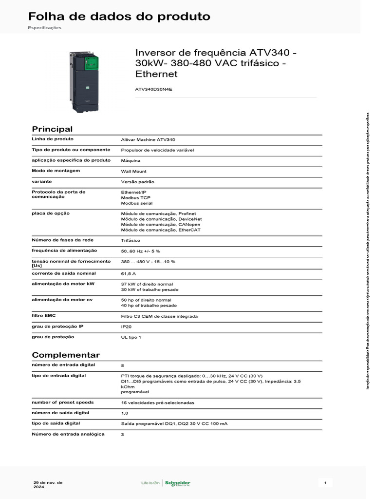 Inversor ATV340: Especificações e Aplicações | PDF | Informática ...
