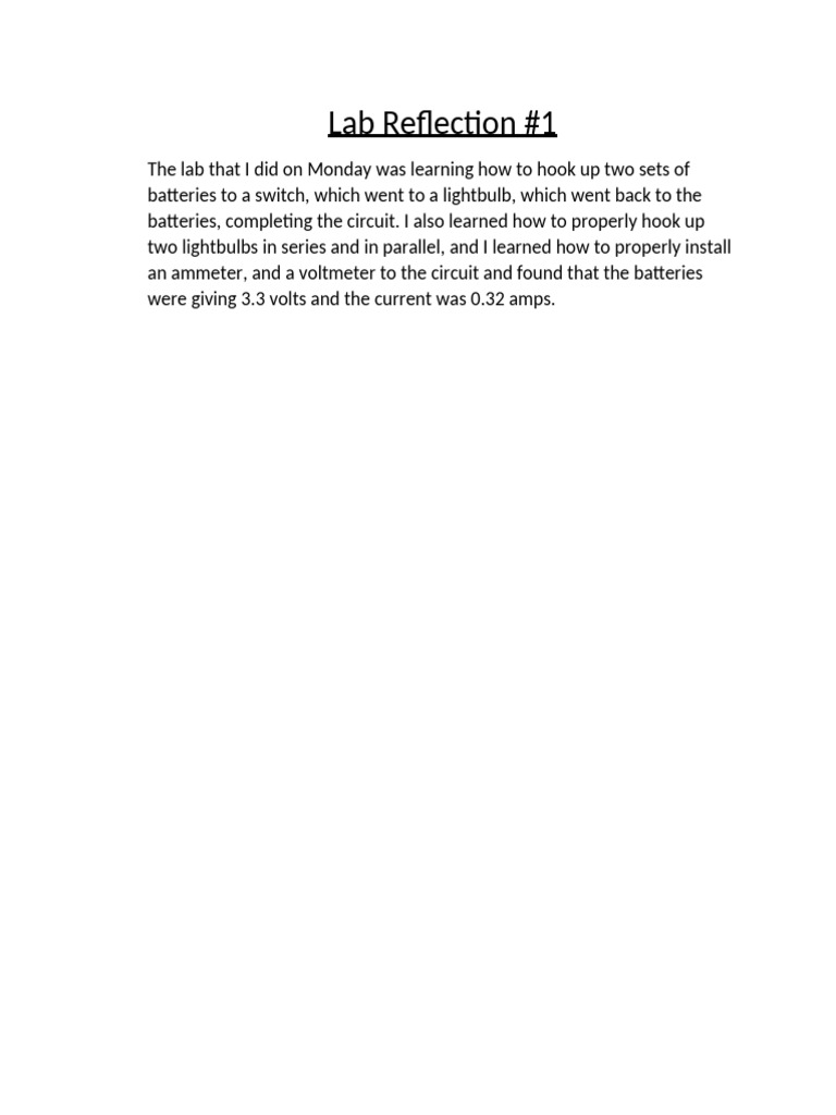 Lab Reflection #1 | PDF