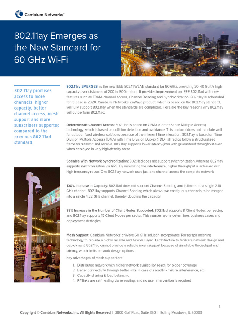 80211ay Emerges as the New Standard for 60 GHz Wi Fi | PDF | Ieee 802. ...