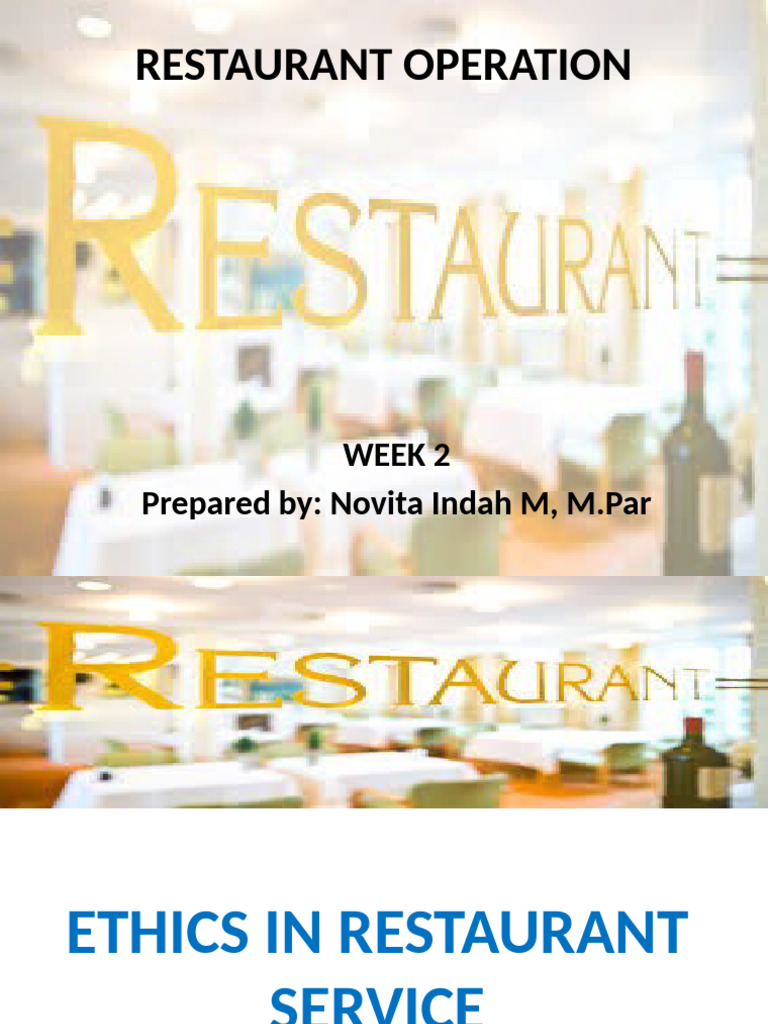 Restaurant Operation-Week2 | PDF | Foodservice | Restaurants