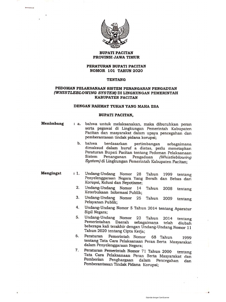 Perbup 101 2020 Pedoman WBS-2 | PDF