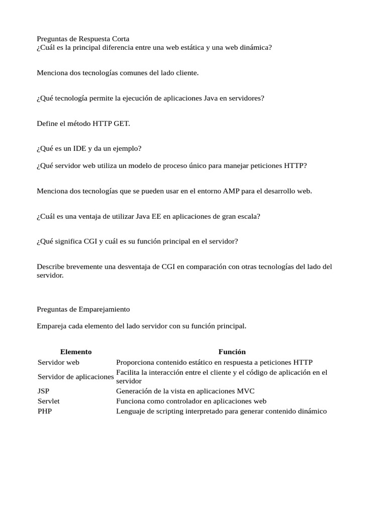cuestionario | PDF | Servidor web | Internet y web