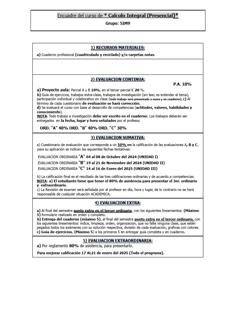 Guía de Evaluación para Cálculo Integral | PDF | Evaluación