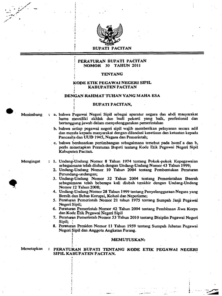 Perbup No 30 Tahun 2011 | PDF