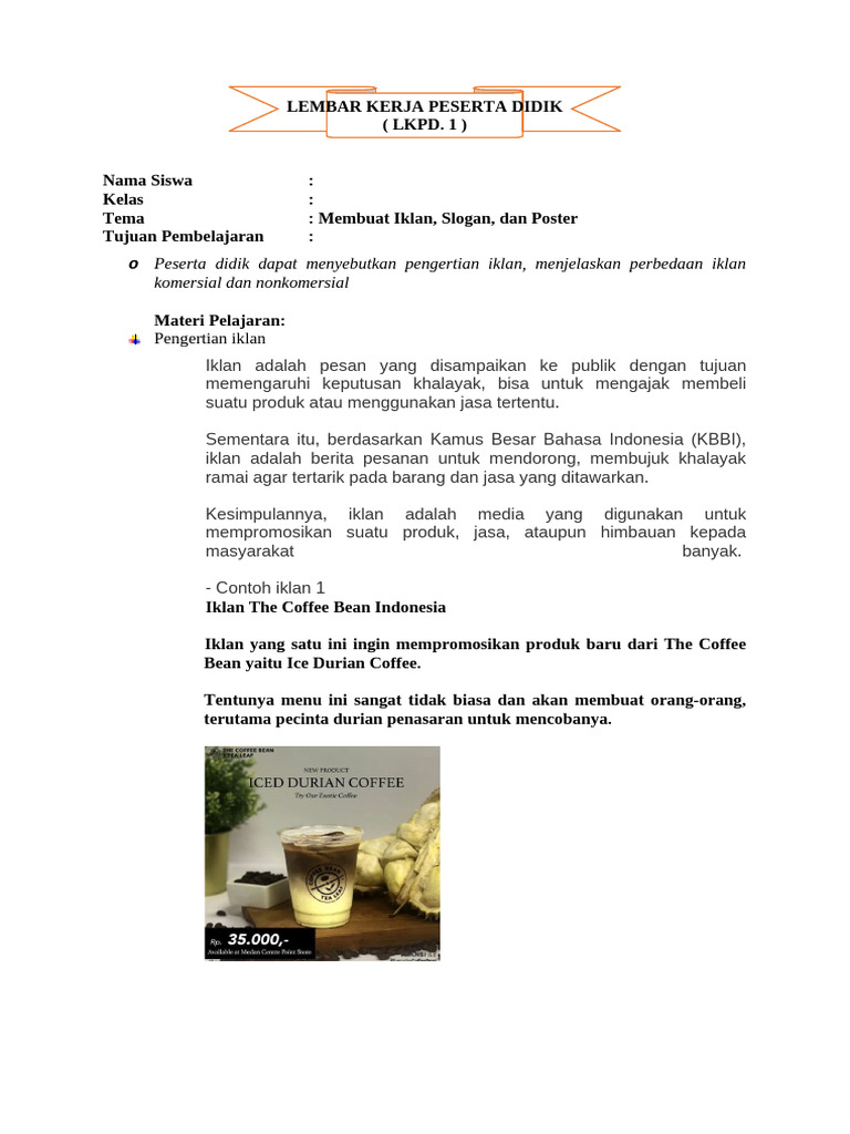 LKPD Iklan 1 | PDF