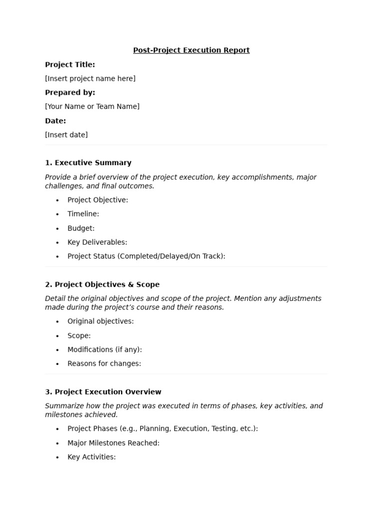 Post-Project Execution Overview | PDF